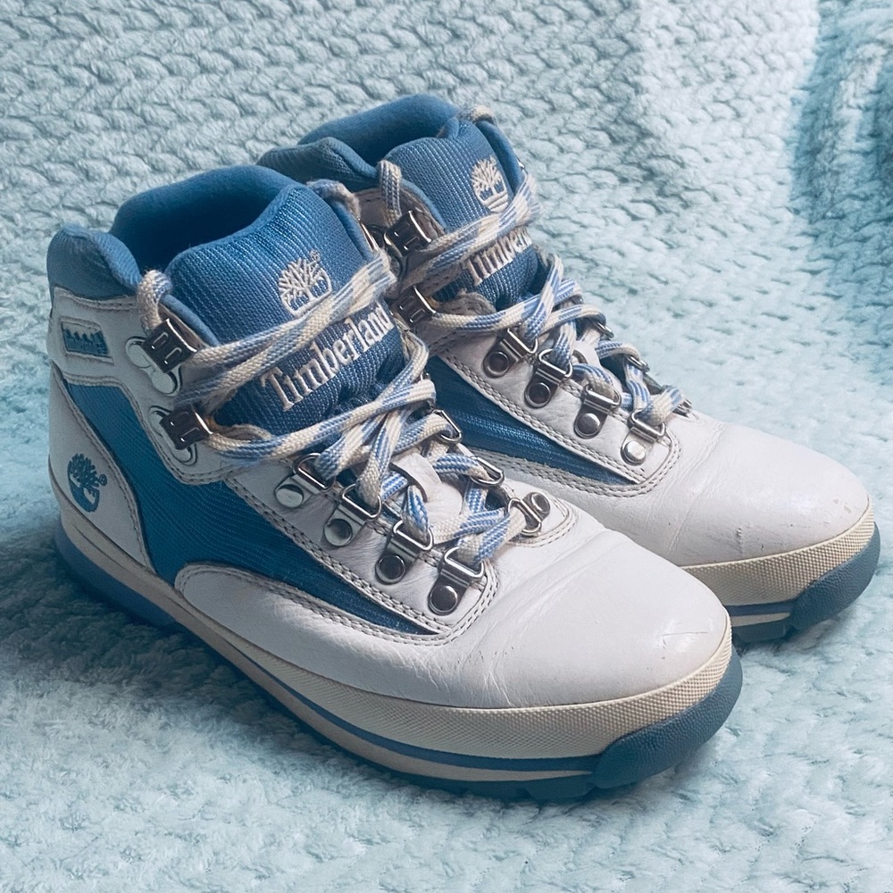 Rare Timberland Vintage White & Blue Hiking Boots - Gem